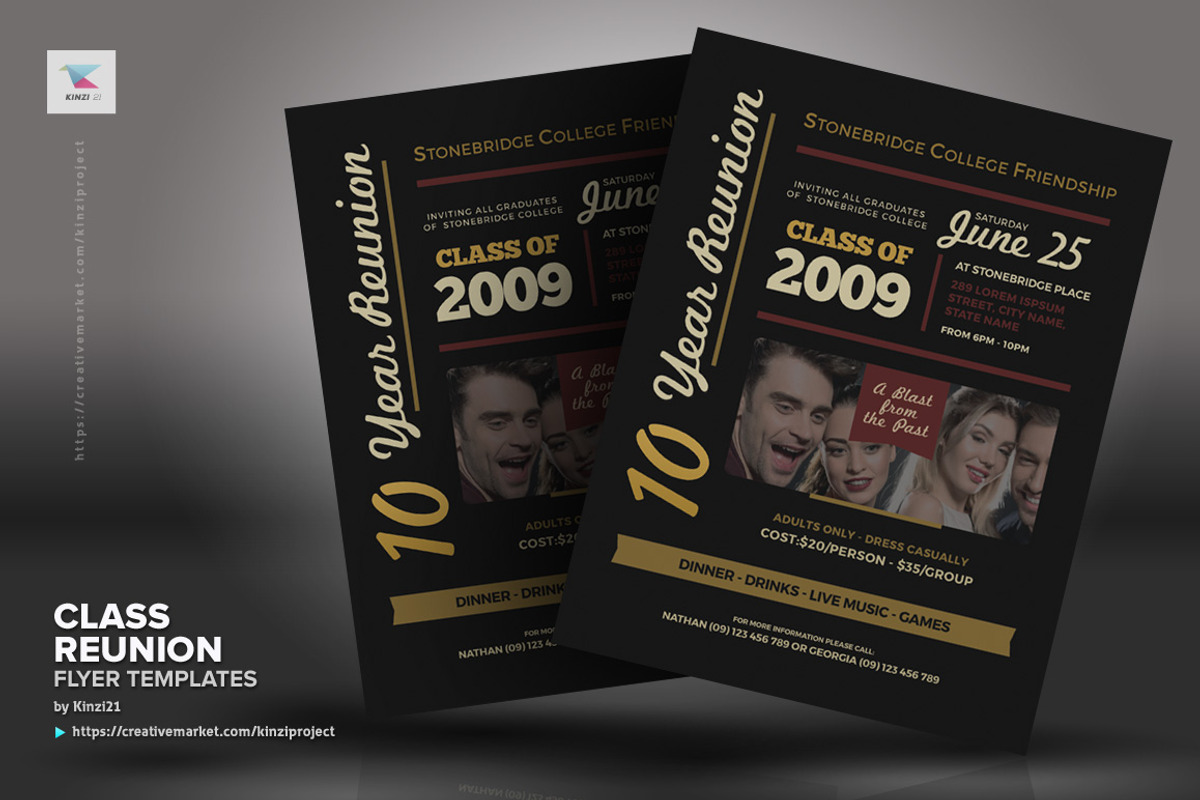 Class Reunion Flyer Templates, a Flyer Template by kinzi21