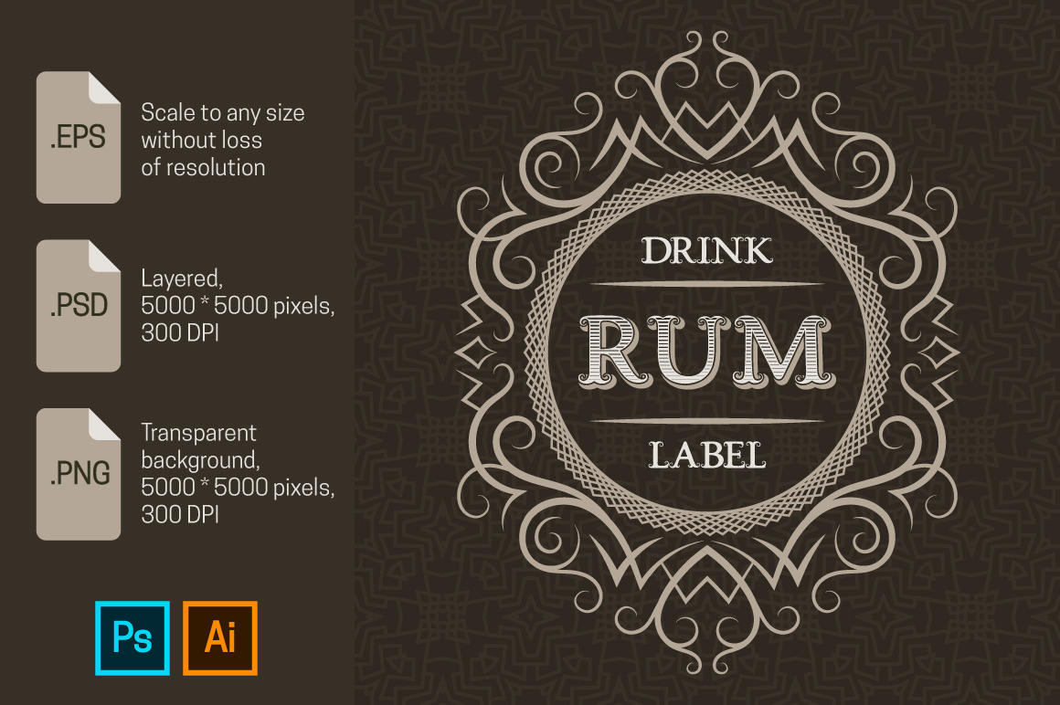 Rum drink label design, an Object Graphic by Guten Tag Vector