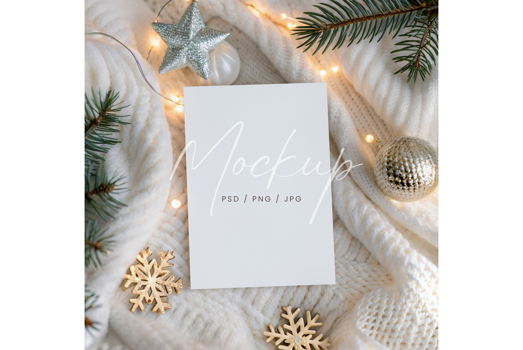 Winter Vertical Card Mockup Star, a Product Mockup by TatiMockup