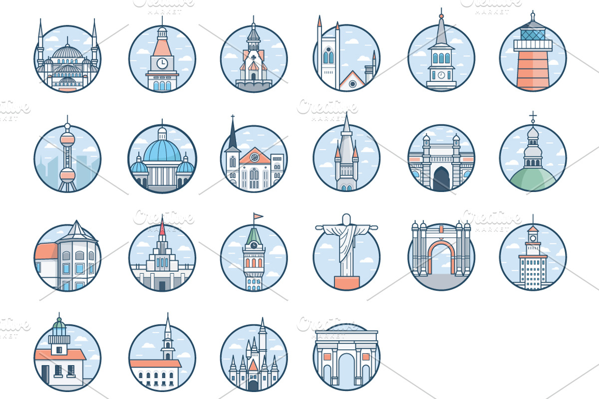 World Cities Illustrations, an Illustration by Prosymbols