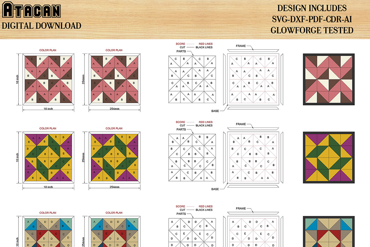 24 Barn Quilt Patterns, Quilt Blocks, a Pattern Graphic by AtacanDigital