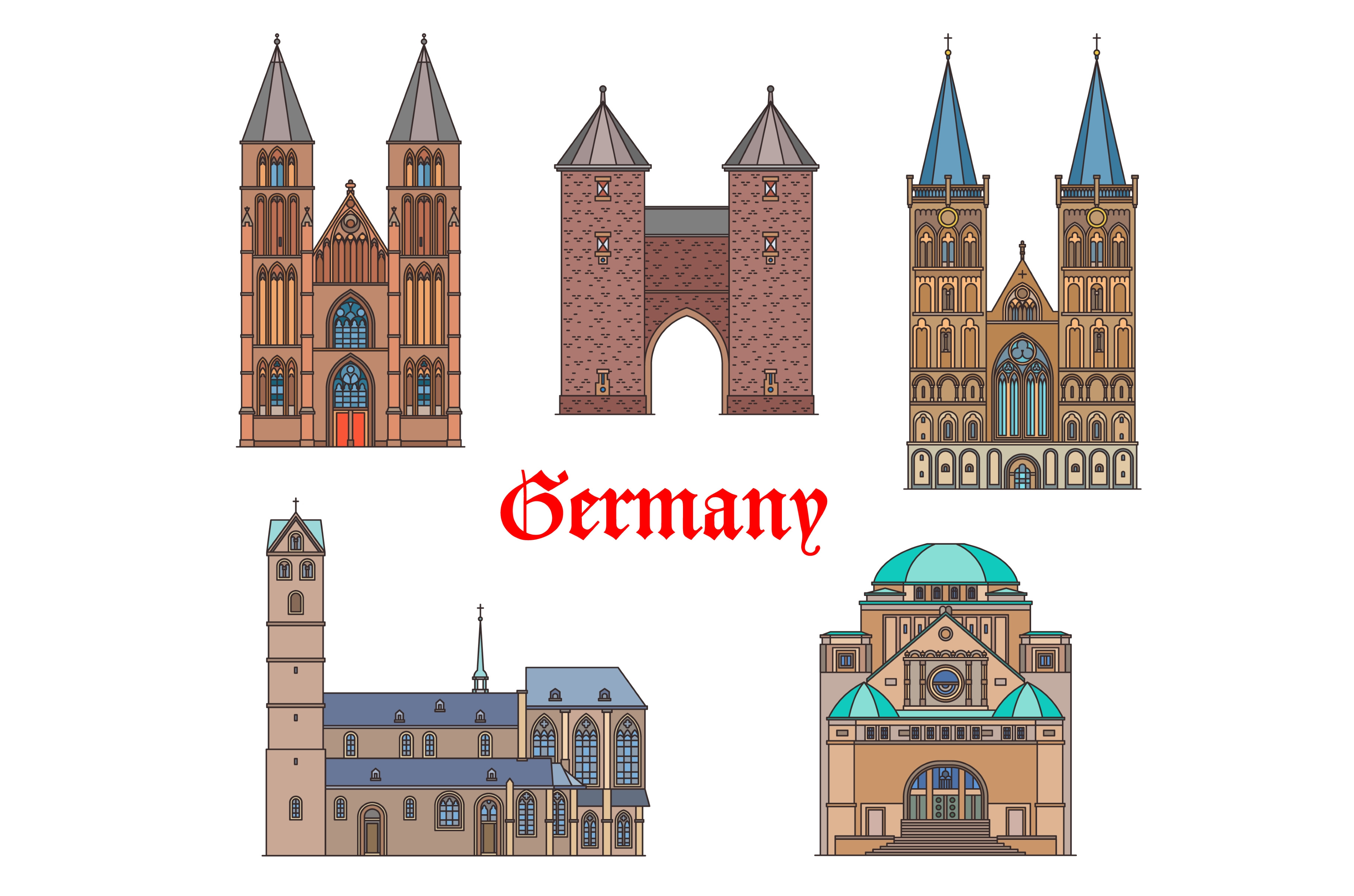 Germany landmark buildings, Dortmund, an Illustration by Vector Tradition