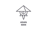 asian man line icon, outline sign, japanese man linear symbol, asian ...