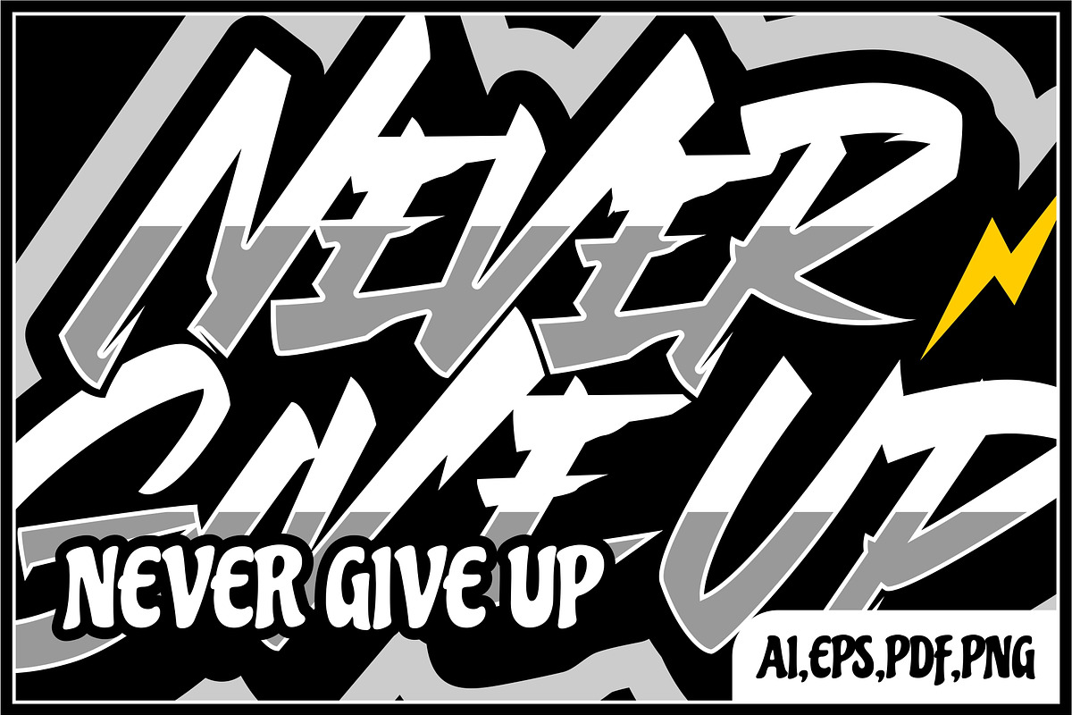 t shirt design never give up, a Branding & Logo Template by Blegh graphic