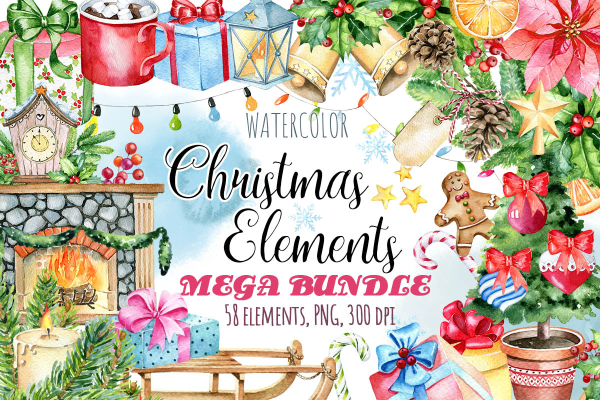 Watercolor Christmas Mega Bundle, an Illustration by SimpleWishesArt
