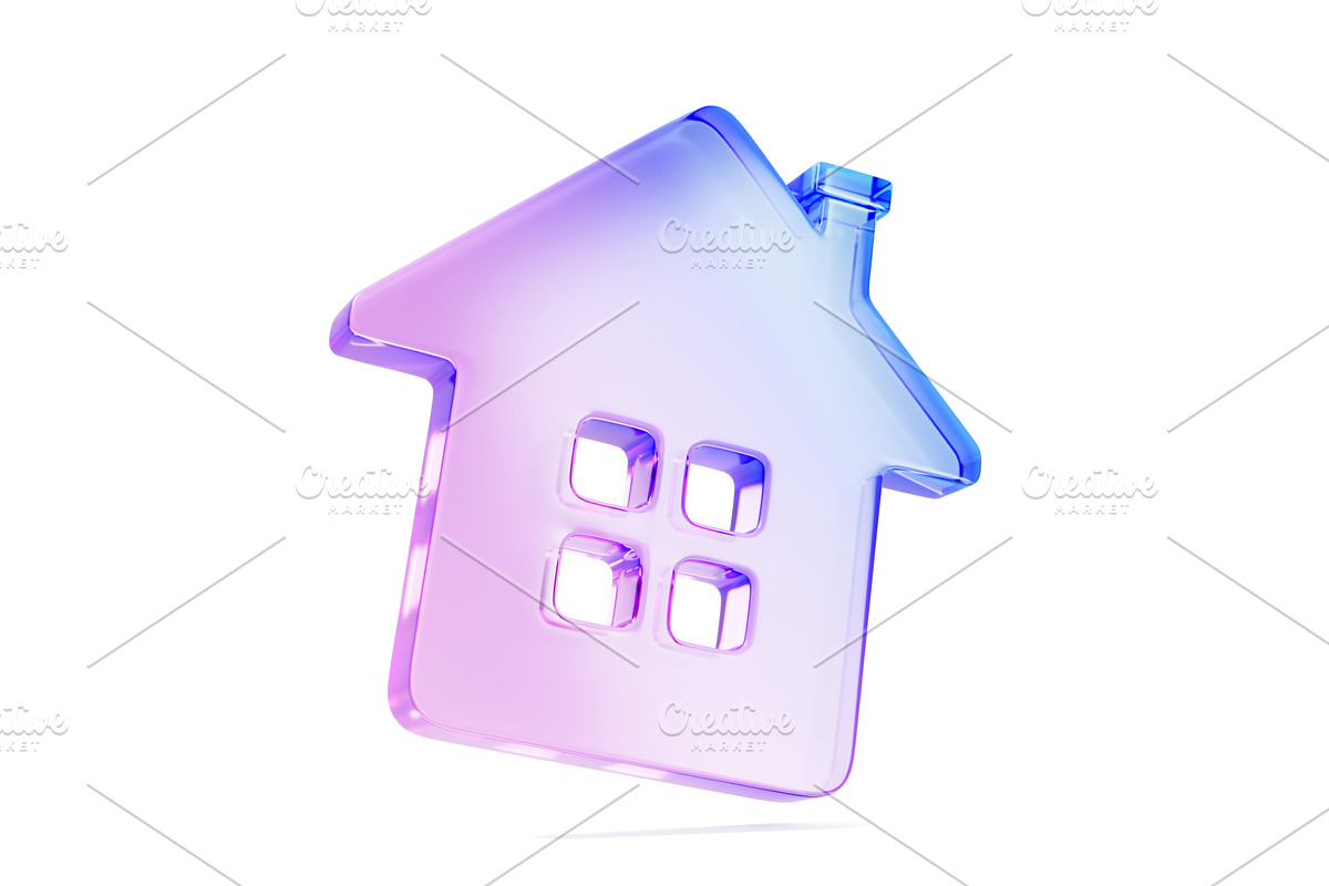3d glass morphism house building, an Object 3D Model by Marozhkastudio