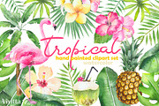 Watercolor Tropical set., an Illustration by Vivitta