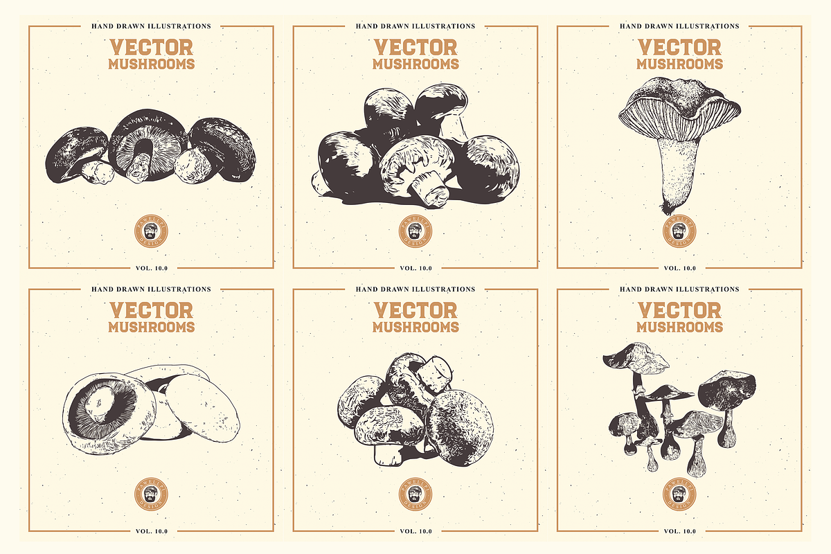 VECTOR MUSHROOMS BUNDLE 10.0, a Decorative Illustration by pawellpi