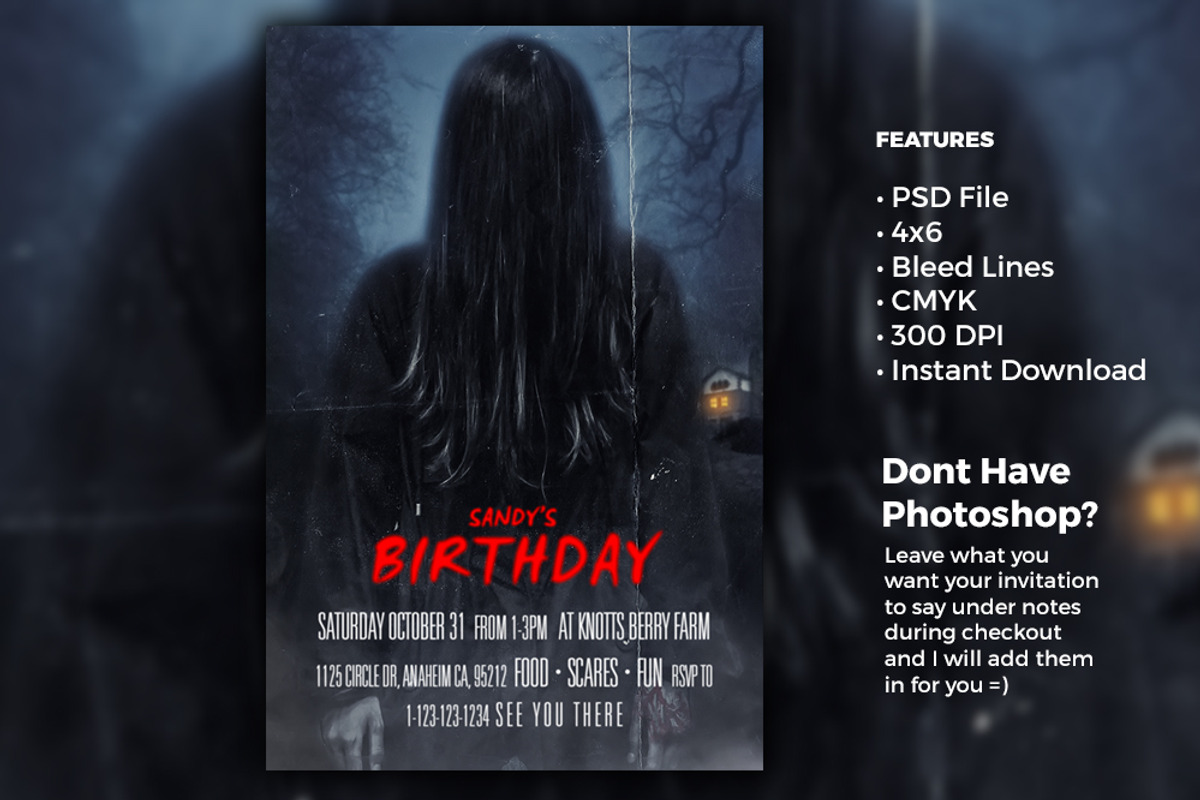 Scary Ghost Invitation, an Invitation Template by 1208designs