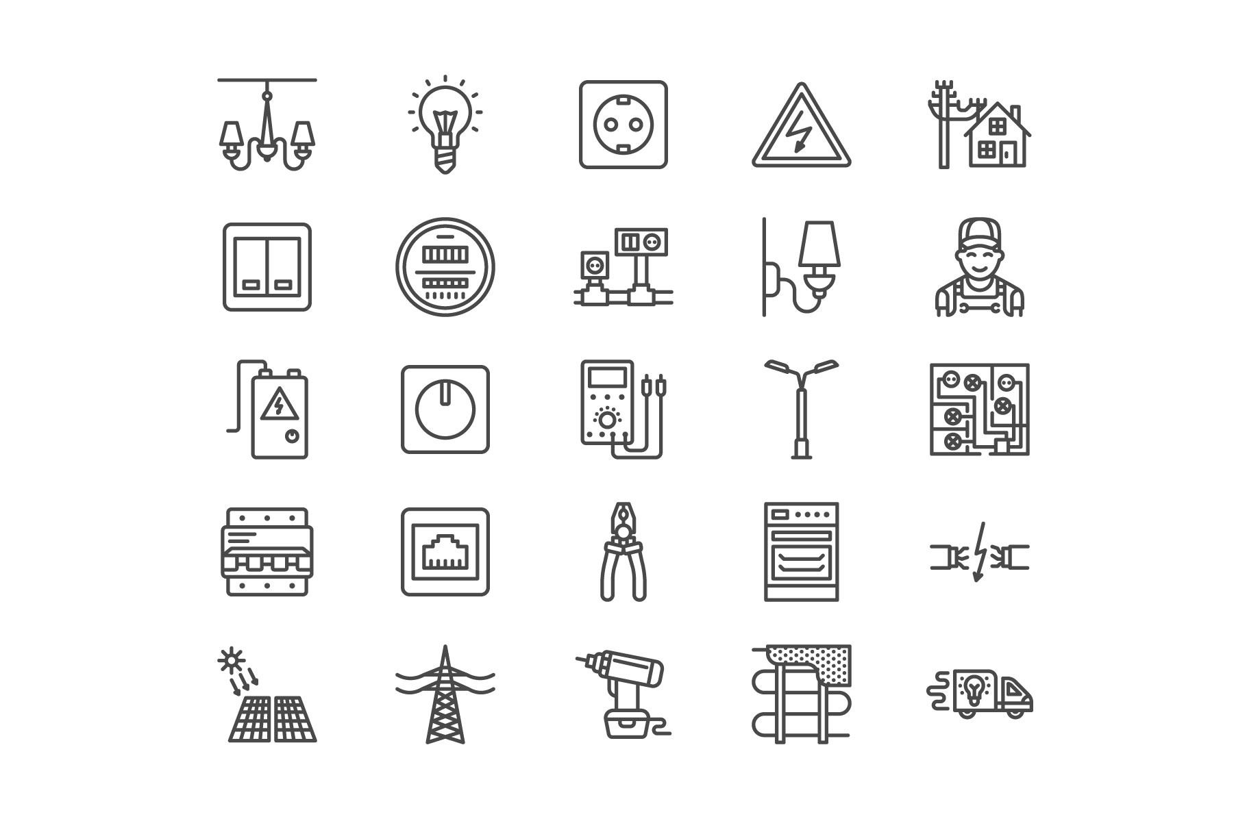 Electricity Line Icons | Outline Icons ~ Creative Market