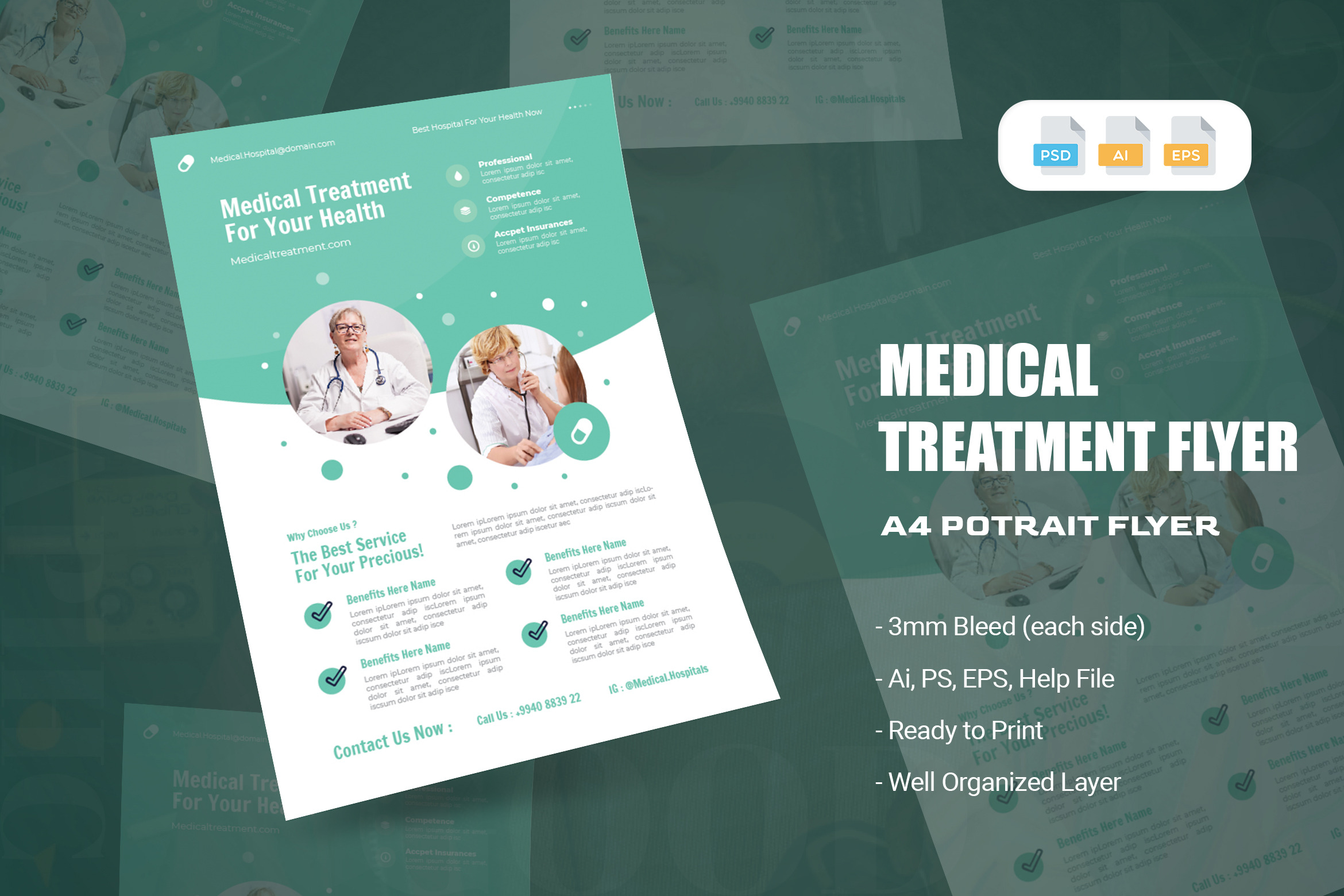 Medical Threatment Flyer, a Flyer Template by AQR Studio