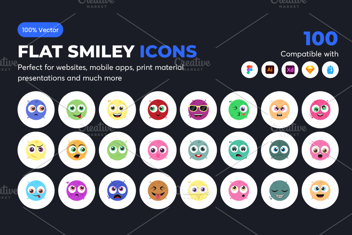 Flat Smiley Vectors