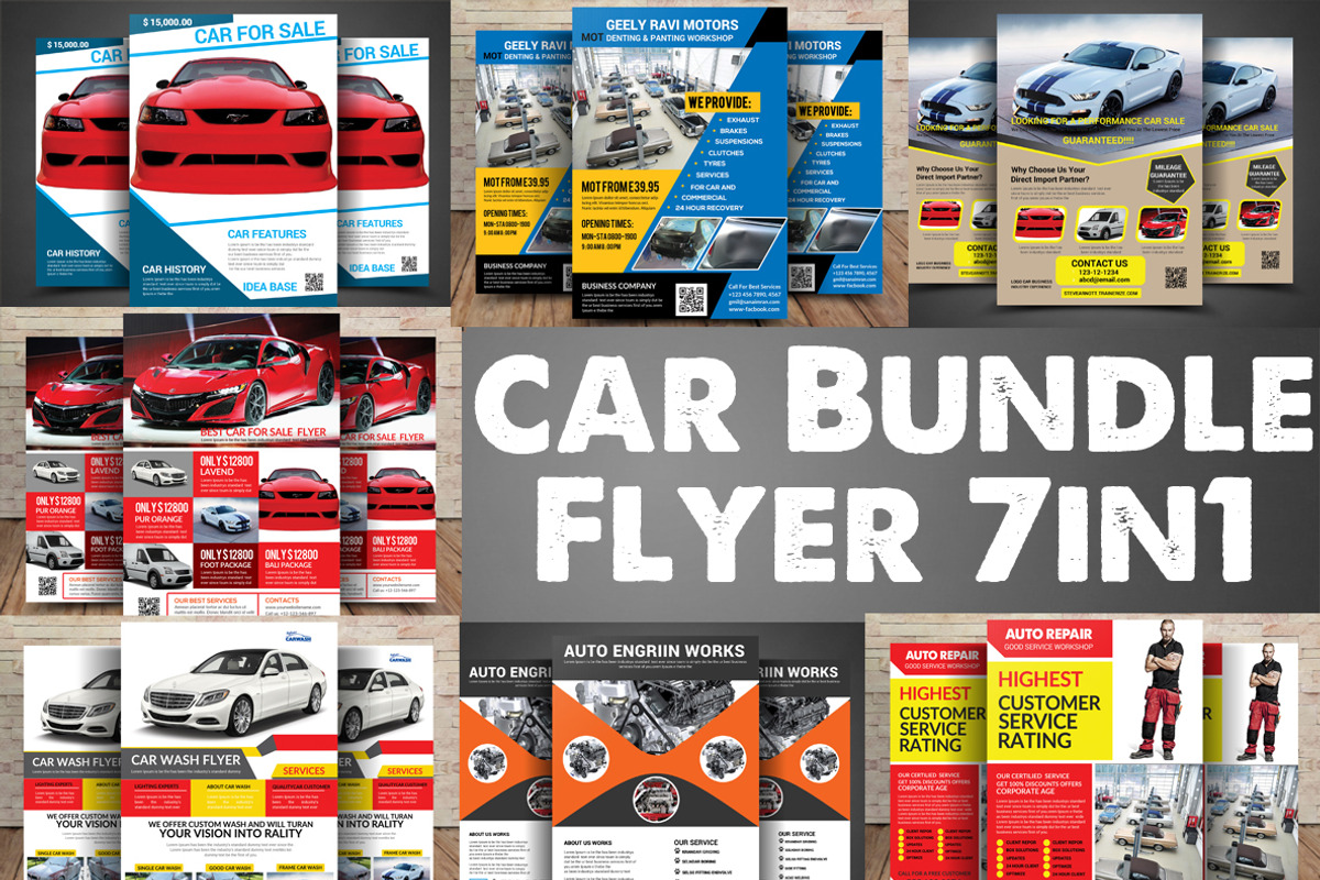 Car Bundle 7in1 Flyer, a Flyer Template by graphicforest | Creative Market