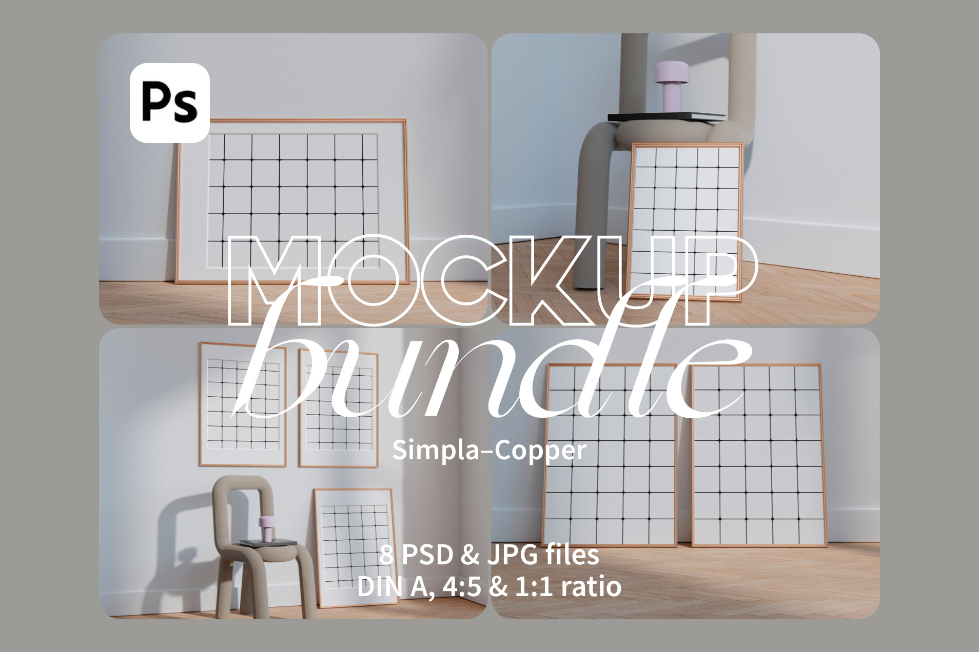 Rose Gold Frame Mockup Bundle SIMPLA