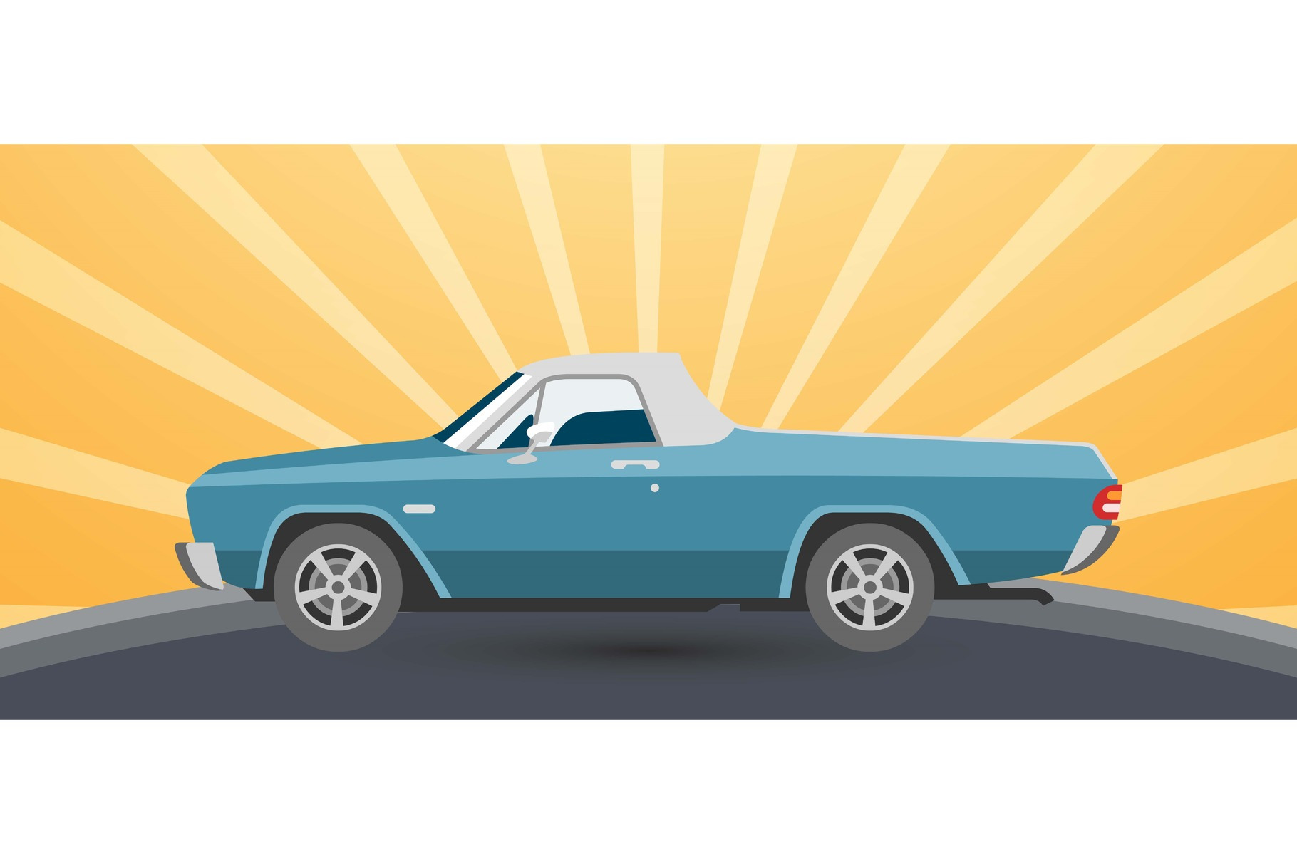 Vintage retro pickup car vector | Decorative Illustrations ~ Creative ...