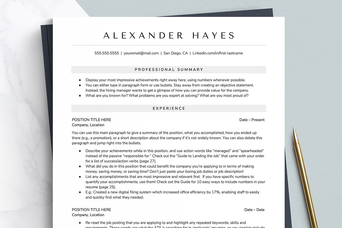 ATS Friendly Resume Template Format