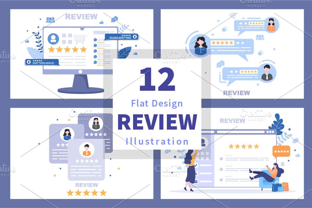 12 Review Customer Illustration, a Person Illustration by denayunebgt