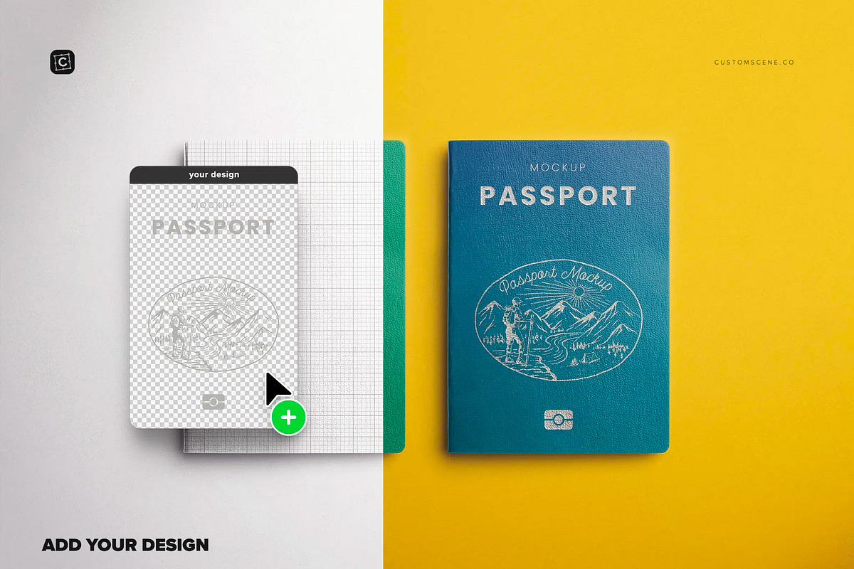 Passport Cover Mockup, a Books & Magazine Mockup by Custom Scene