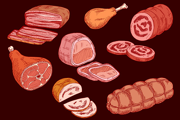 Meat food set, a Background Graphic by Vector Tradition
