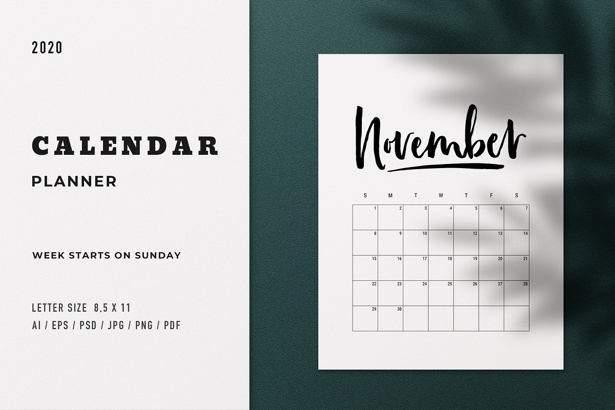 Calendar 2020 Planner, a Templates & Theme by Irina Adamovich