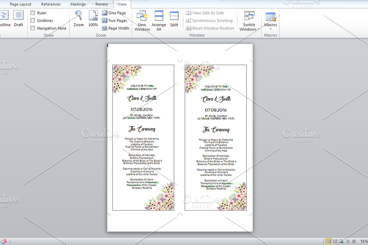 Wedding Program Template, an Invitation Template by retrographix
