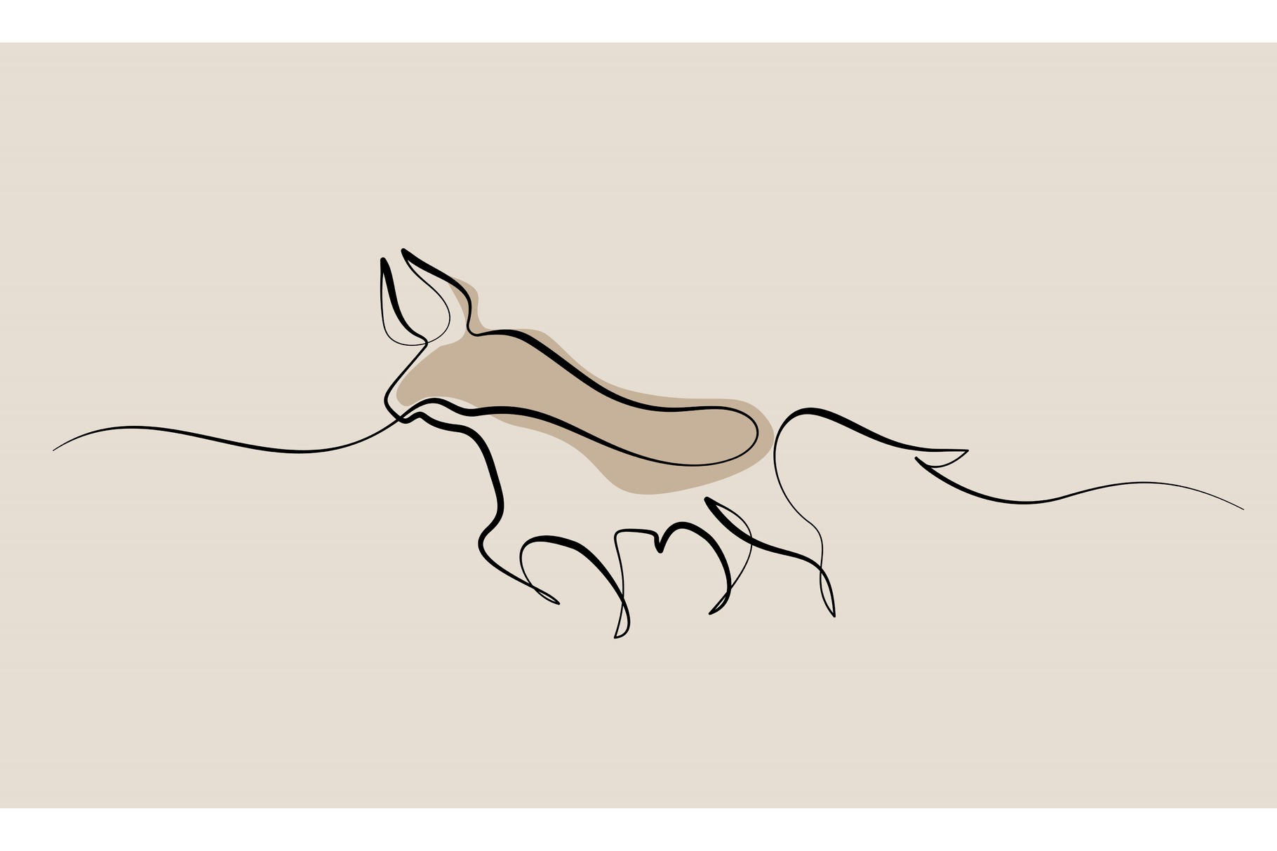 Continuous one line drawing. Bull, an Animal Illustration by Valenty