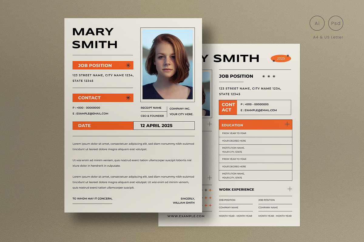 Simple Modern Resume, a Resume Template by graphicook