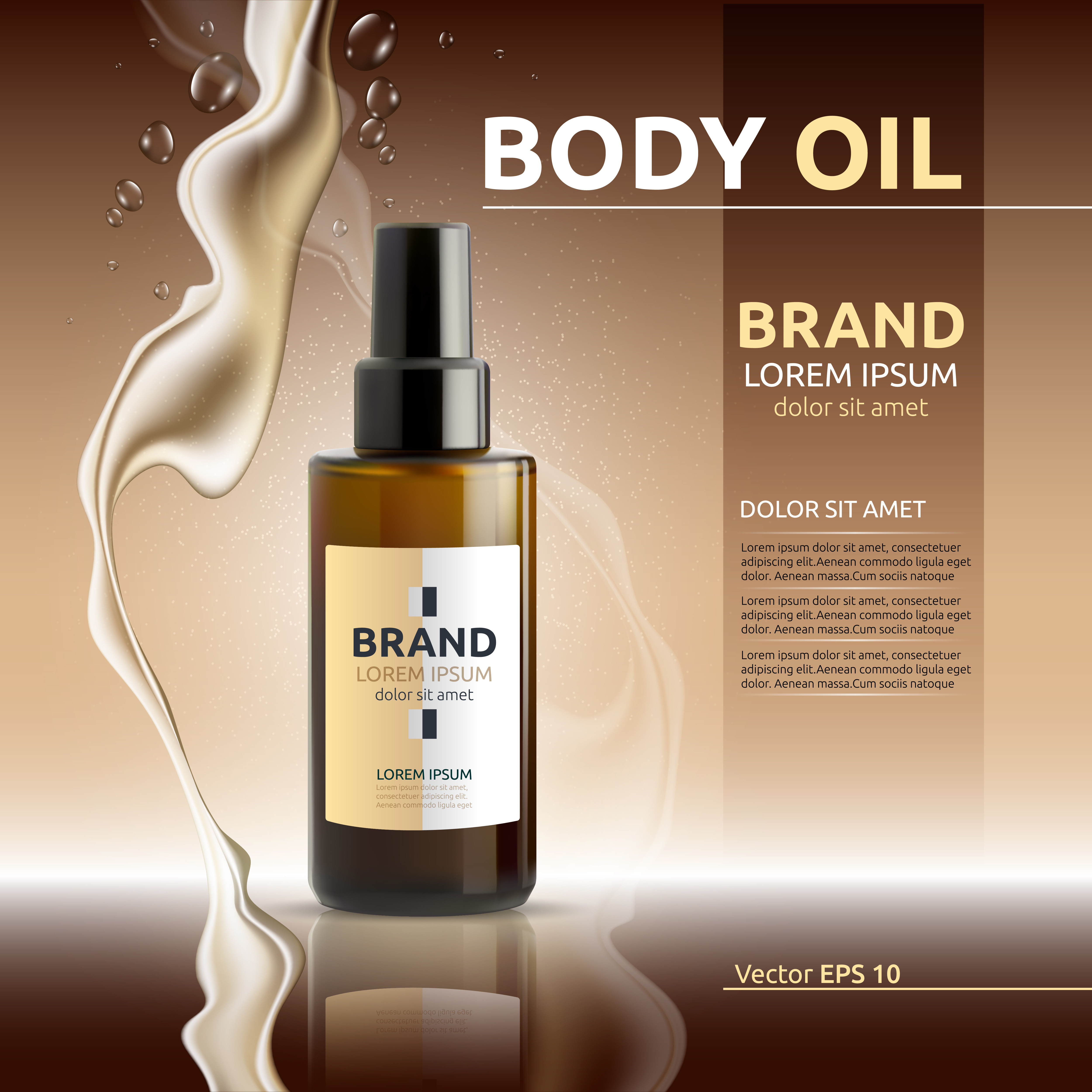 Vector brown body oil cosmetic mocku, a Packaging Mockup by frimufilms ...