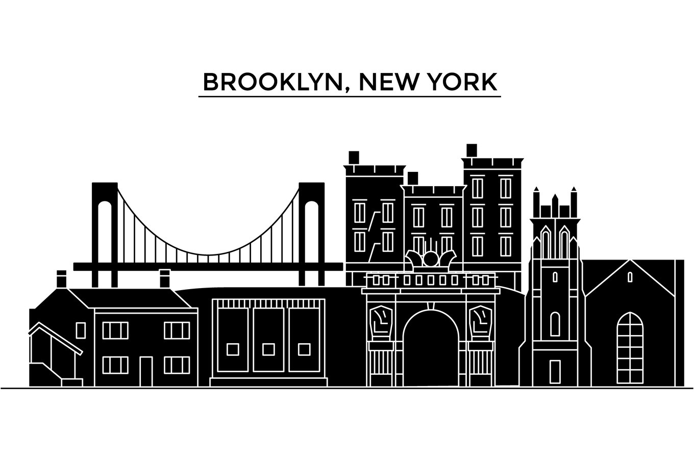 Usa, Brooklyn, New York architecture vector city skyline, travel ...