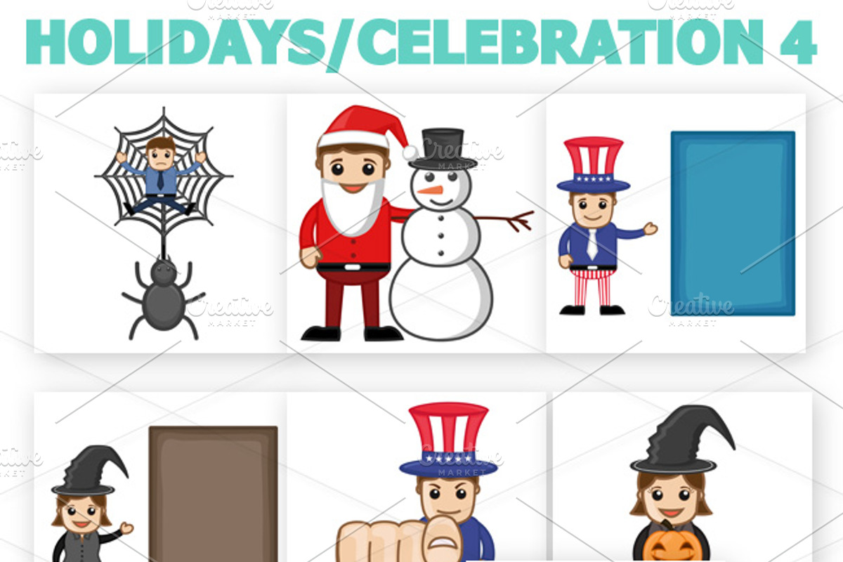 50+ Holidays Cartoons Concepts, an Illustration by TrueMitra Designs