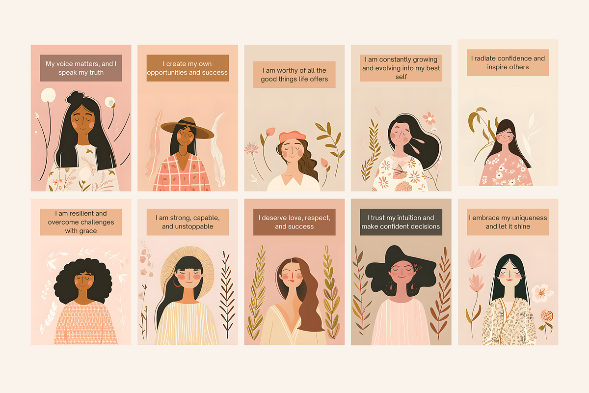 Women Empowering Affirmation Cards, a Person Illustration by Kaleidokika
