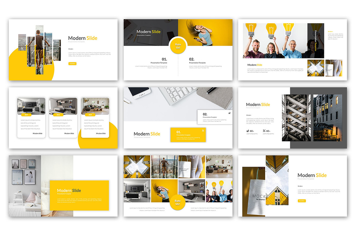 Yellow Modern Presentation Template, a Presentation Template by ...