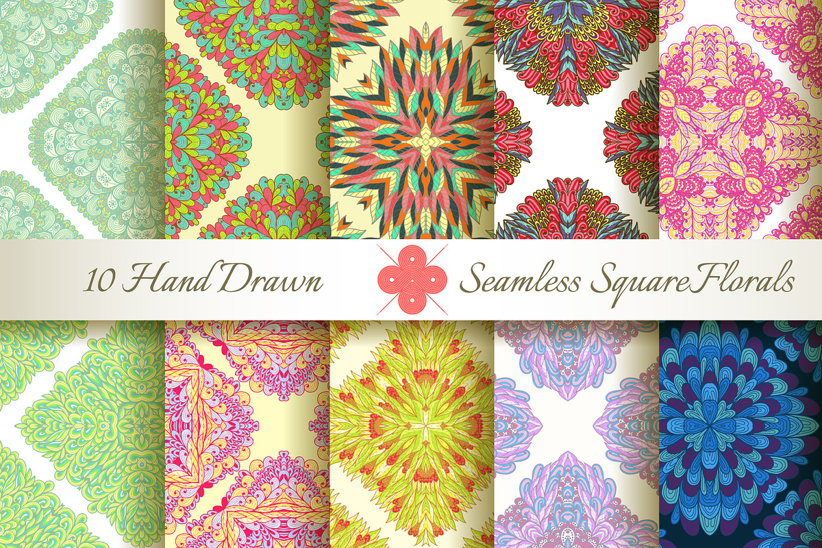 10 Floral Seamless Square Patterns, a Pattern Graphic by Patternalized