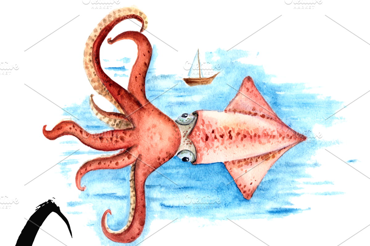 Watercolor Ocean Alphabet Poster, an Animal Illustration by Tati Bordiu ...