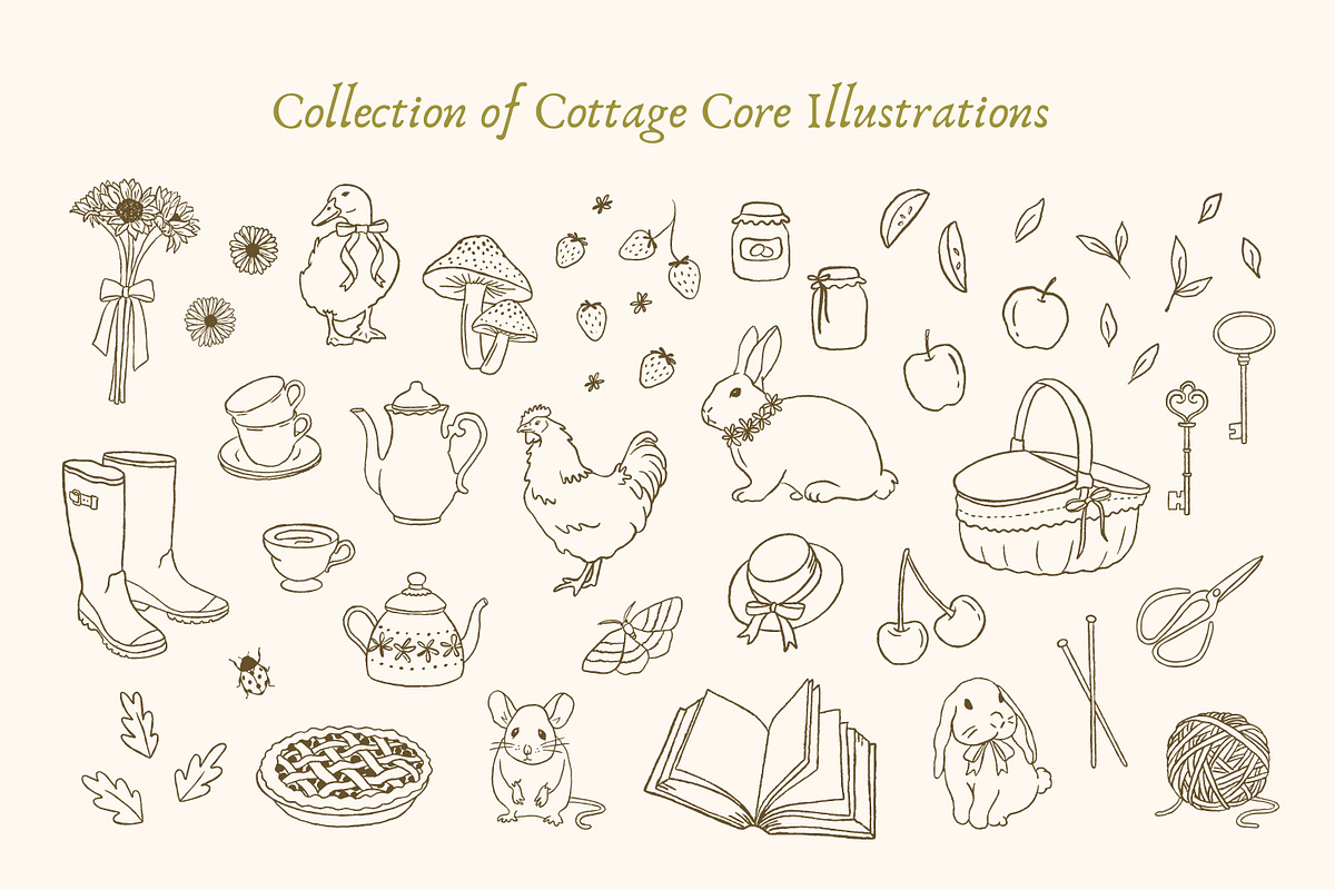 Cottage Core Illustrations PNG SVG EPS