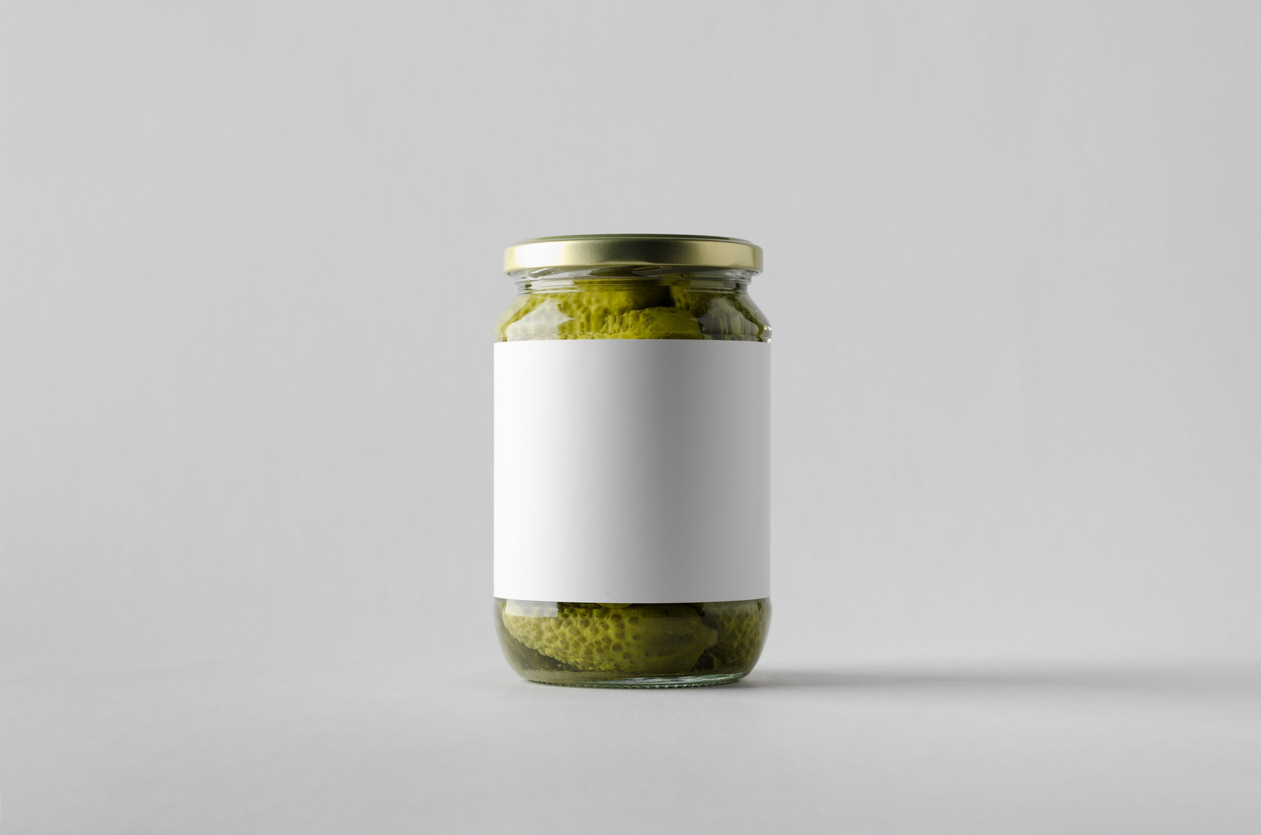 Pickled cucumber jar mockup label featuring 1000ml, 1l, and 32oz, a ...