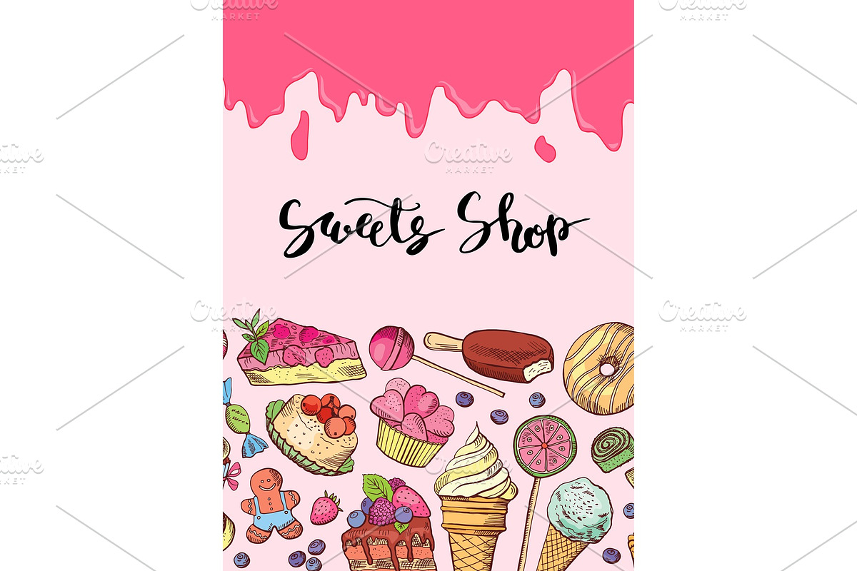 Vector hand drawn sweets illustration banner, a Background Graphic by ...