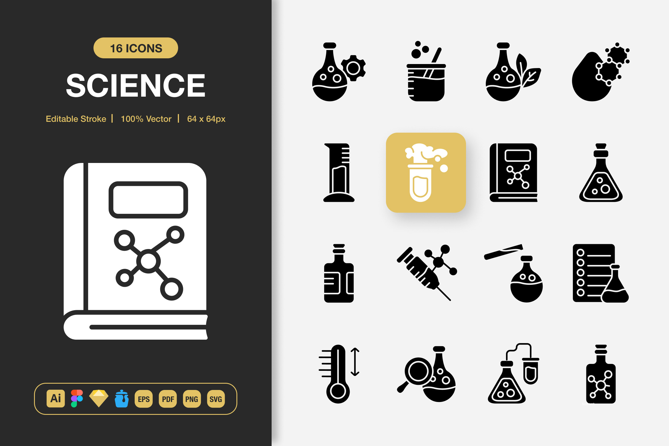Science Solid Icons, a Solid Icon by Spacepixel Creative