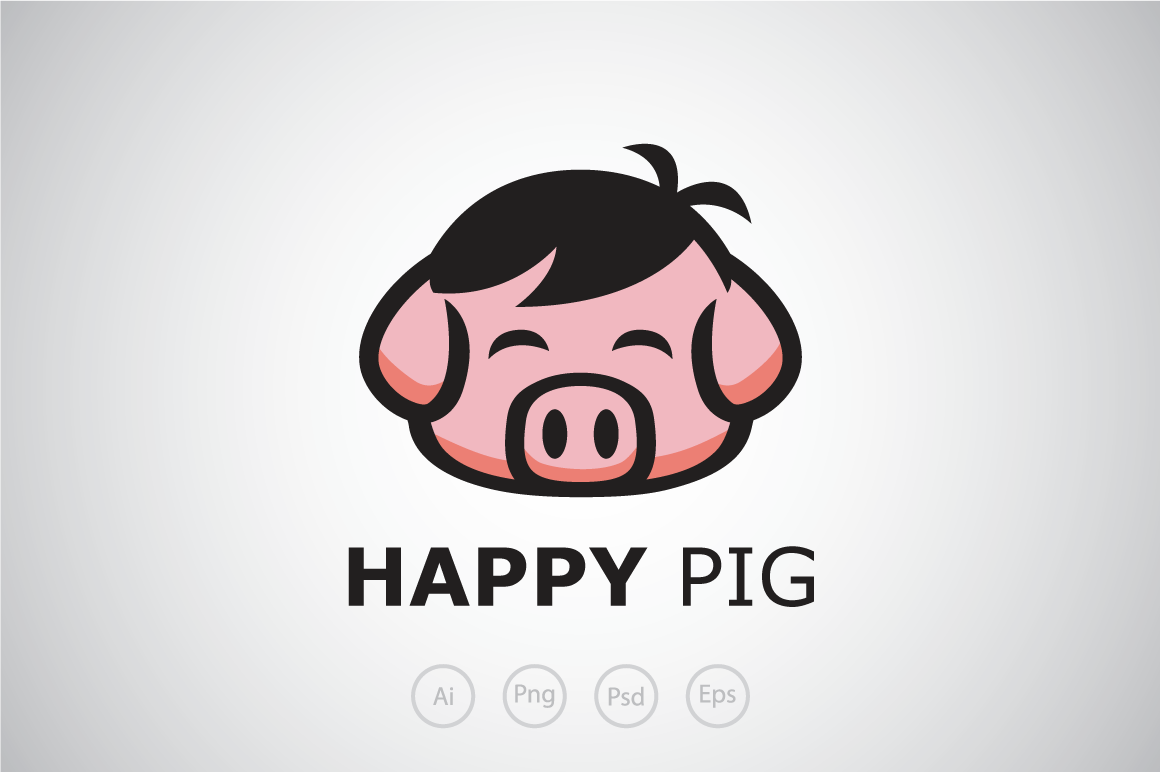 Happy Nice Pig Logo Template, a Branding & Logo Template by Heavtryq Design