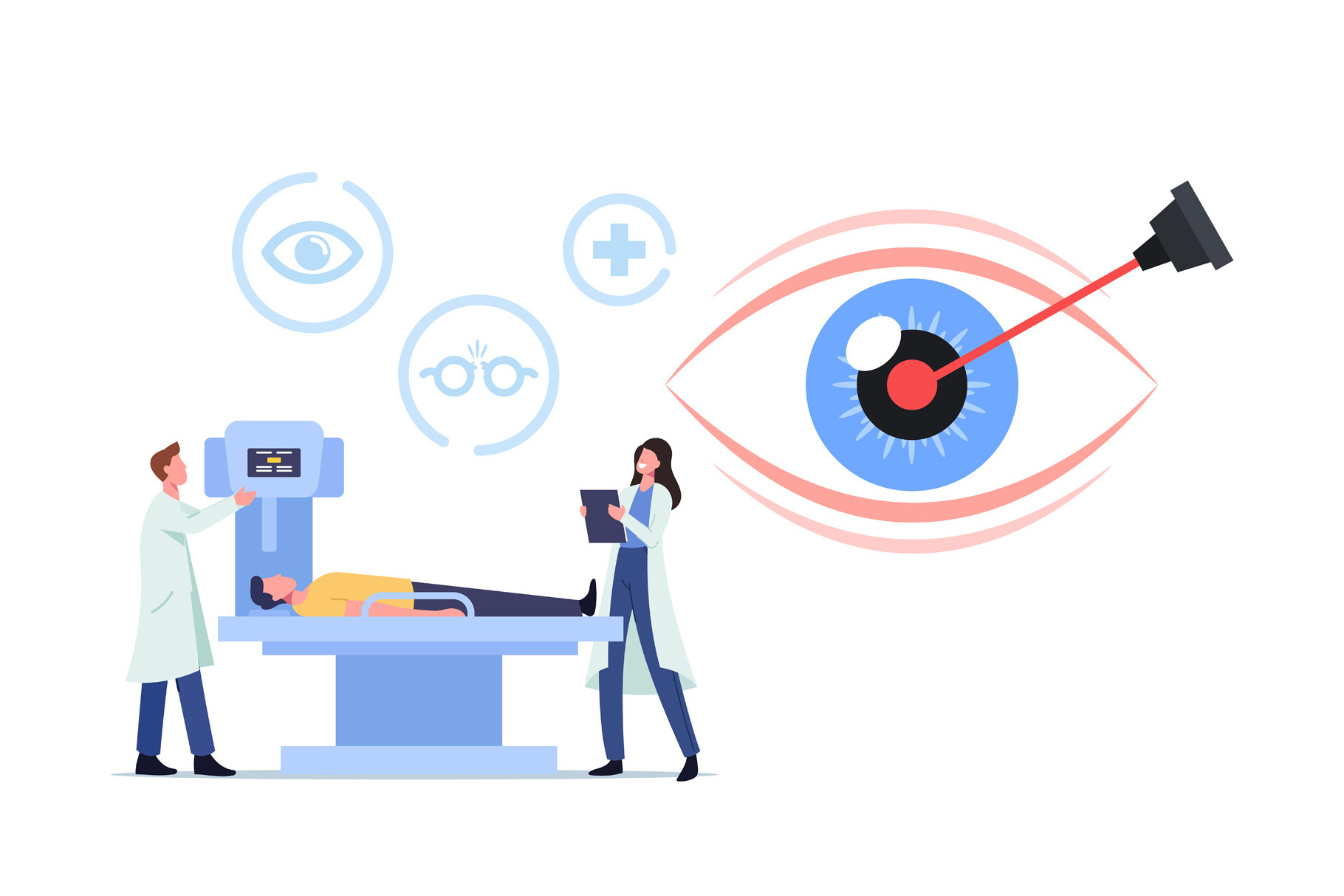 Patient Male Character with Eye, a Healthcare Illustration by Double Bubble
