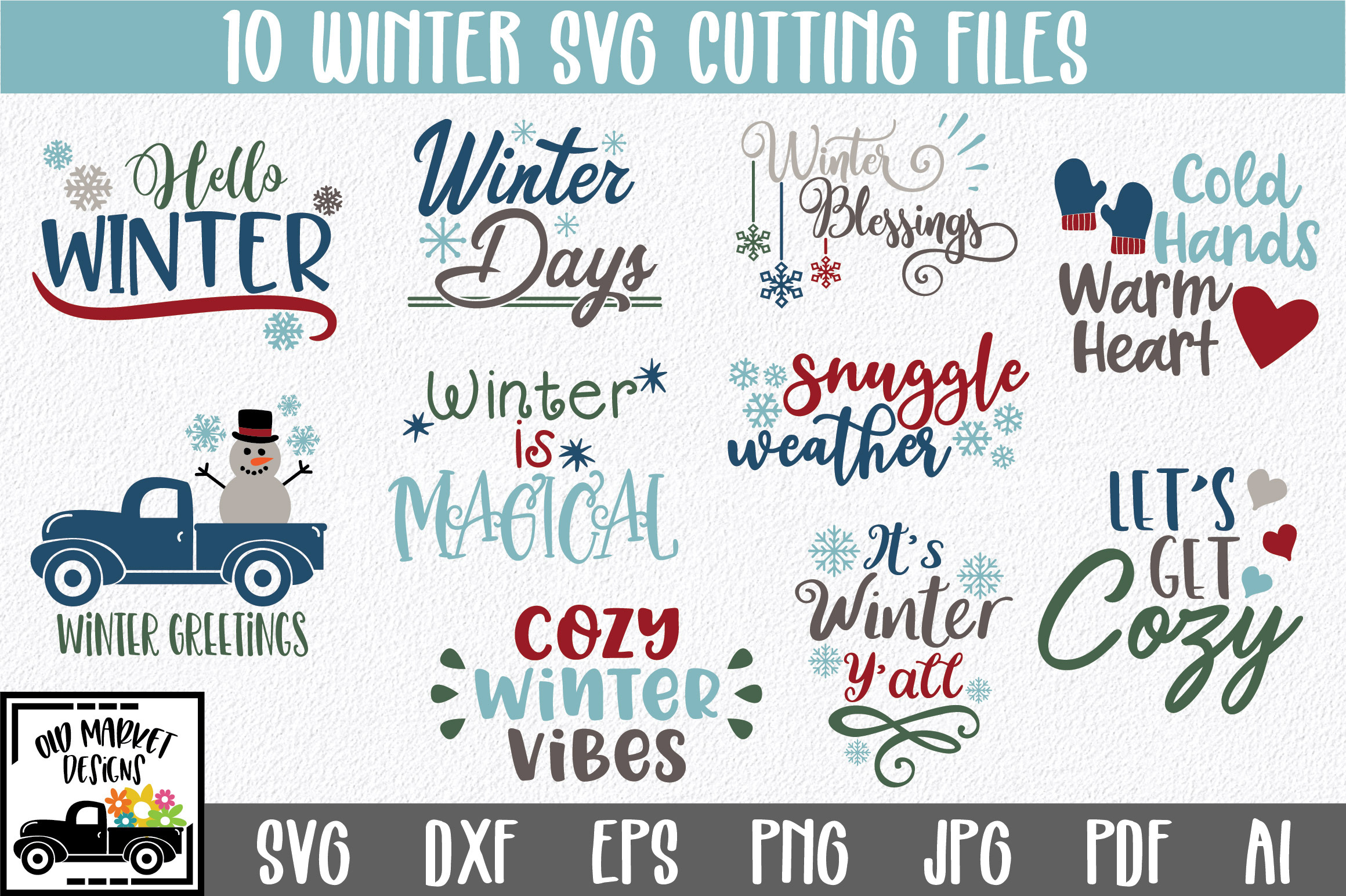 Winter SVG Cut File Bundle, an Illustration by OldMarket Designs