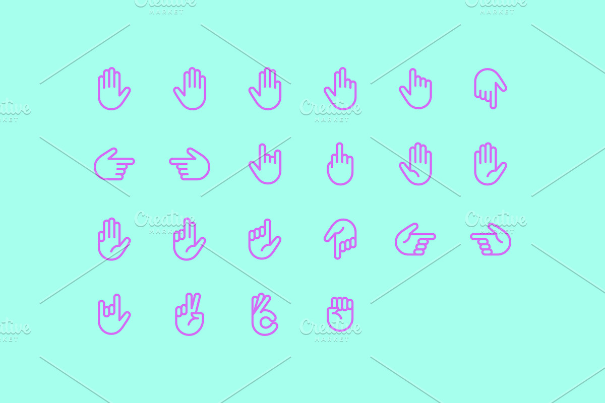 Hand Gestures Icon Pack, an Outline Icon by Abstracto-Create
