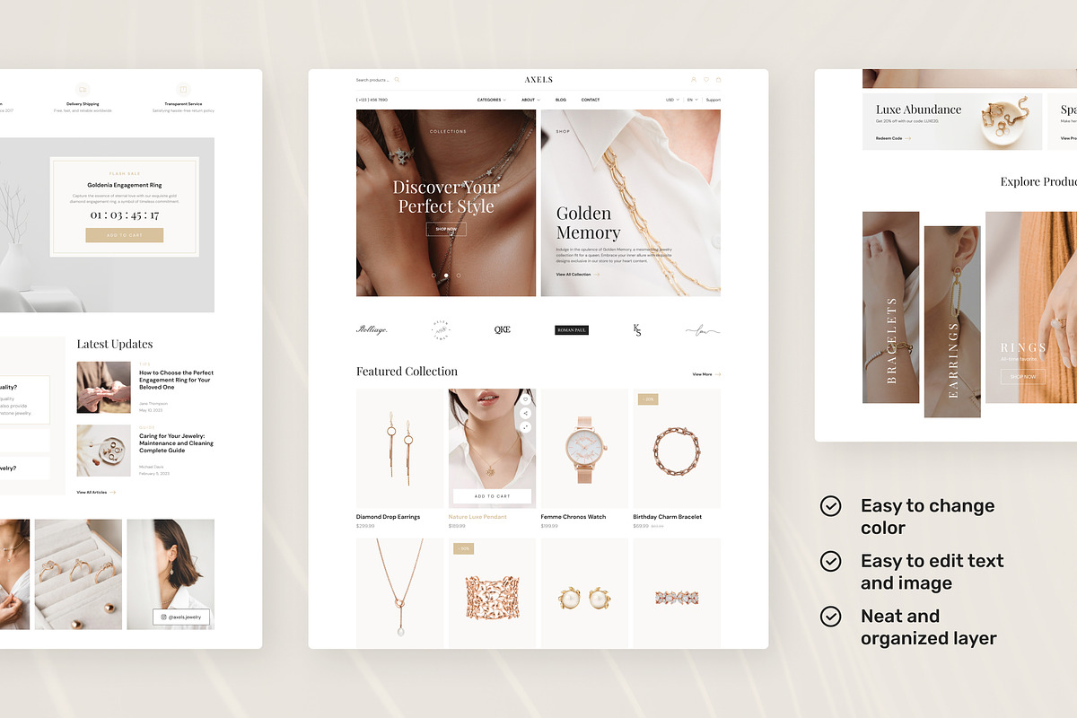 Jewelry E-Commerce Website UI Figma, an UI Kit Template by peterdraw