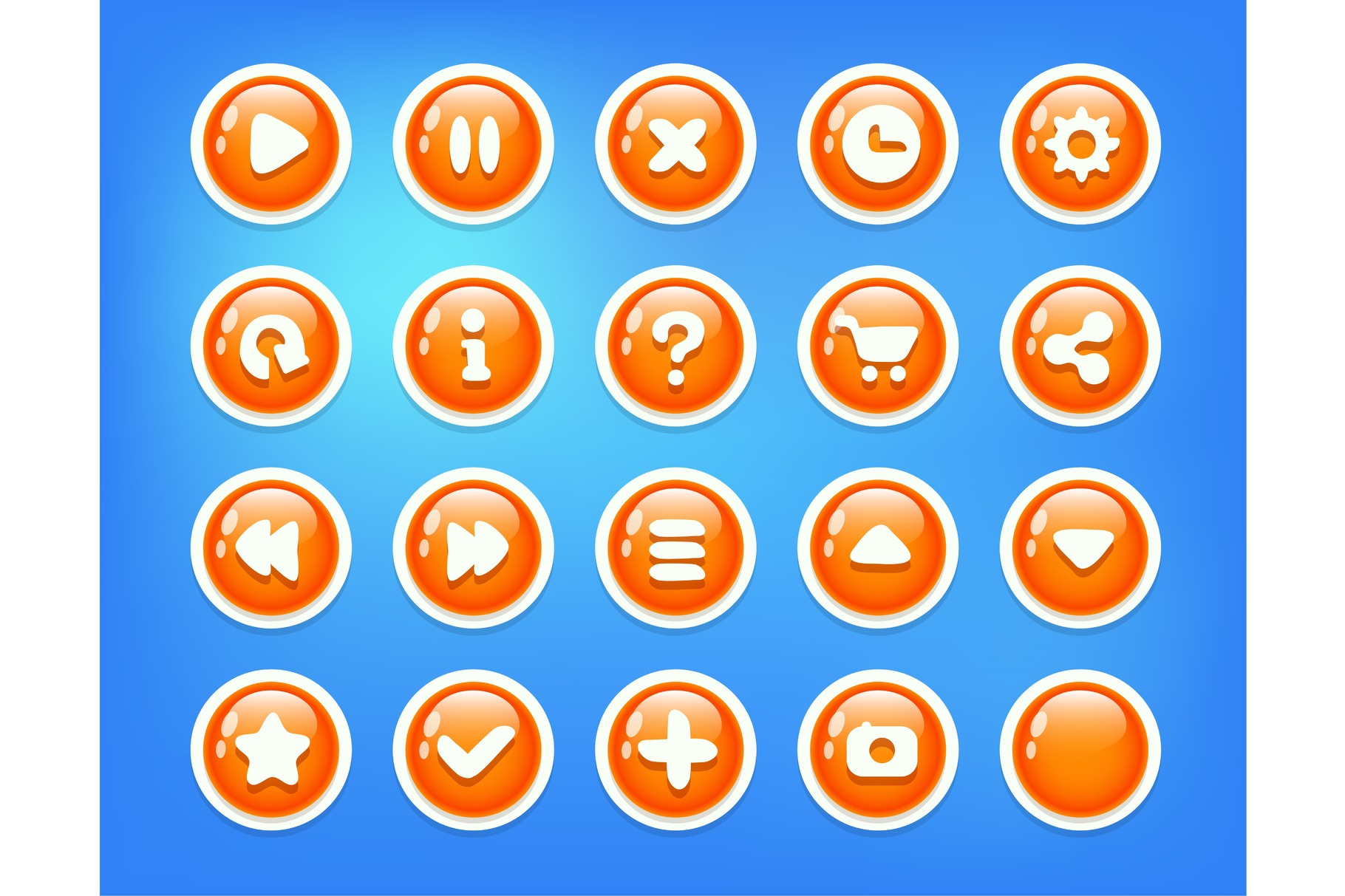 Blue Orange Buttons Game Ui kit | Graphic Objects ~ Creative Market