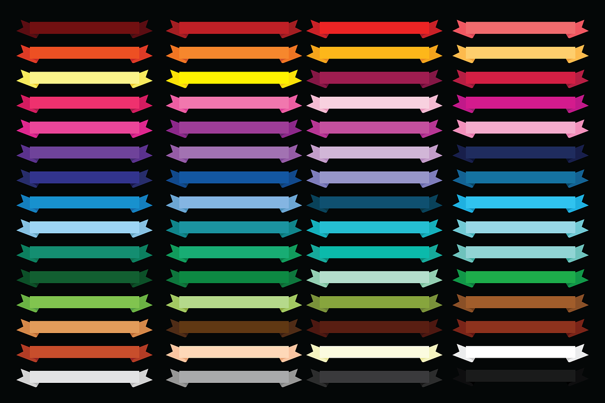 Wide Ribbon Banner Clip Art Set, an Object Graphic by Running With ...