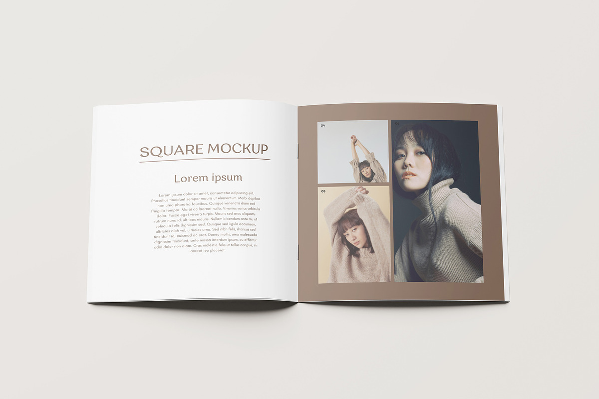 Square Brochure Catalog Mockup, a Print Template by AKMAL STUDIO