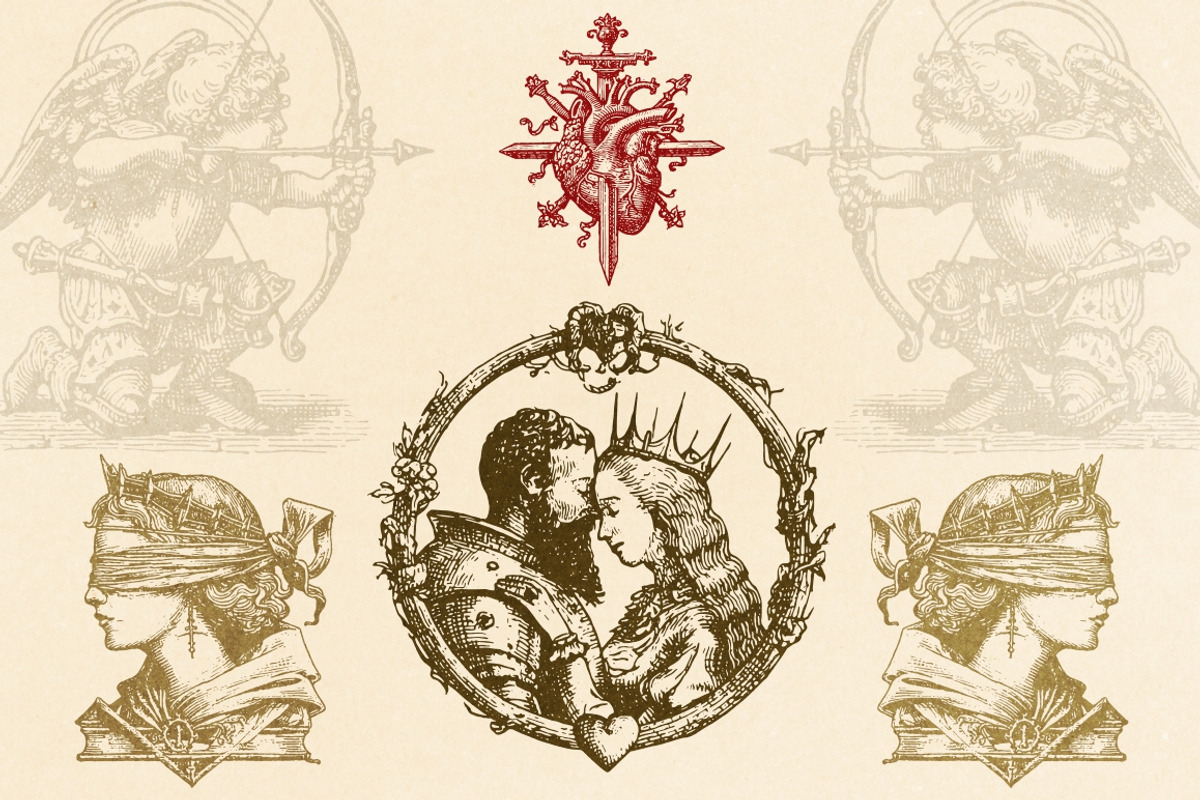 Medieval Valentine's Day illustrations