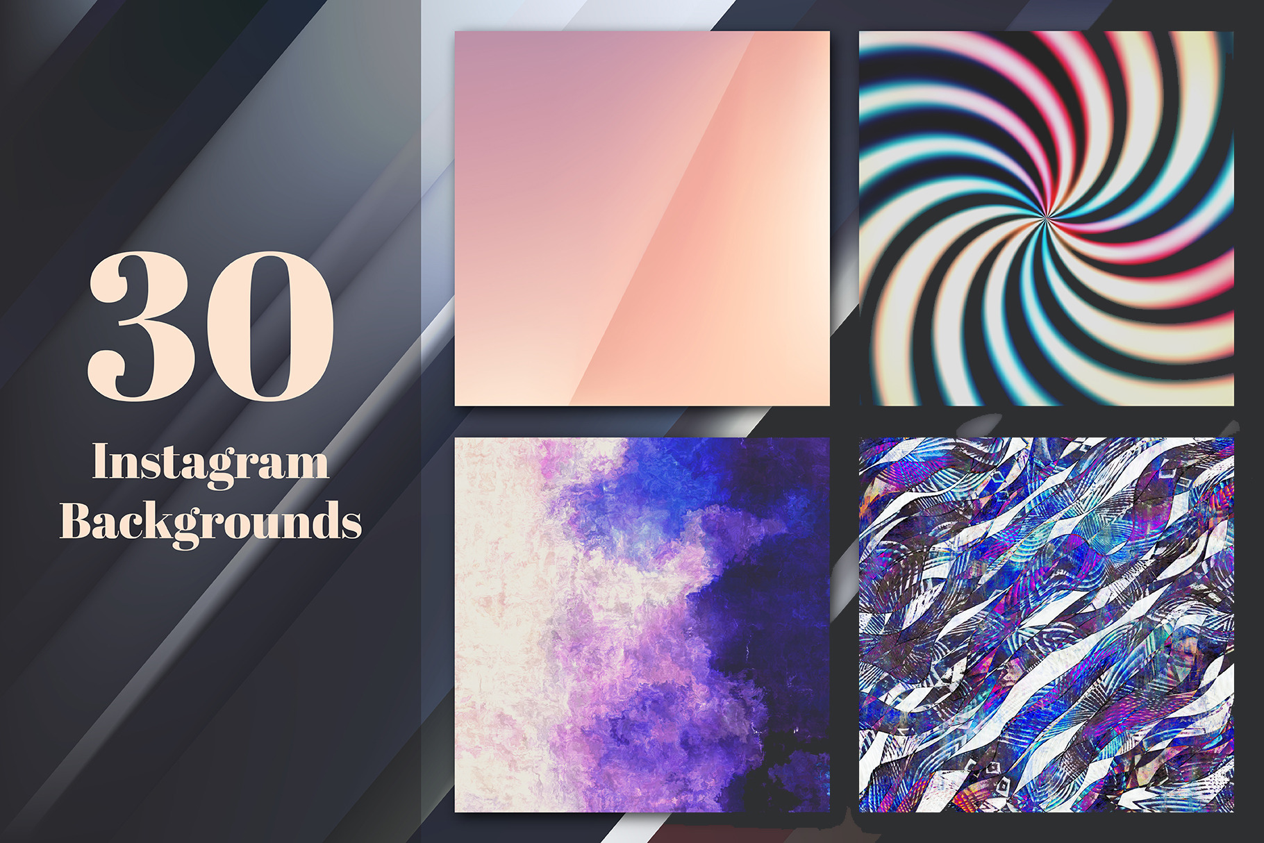 30 Instagram backgrounds pack, a Social Media Template by Paul K. Design