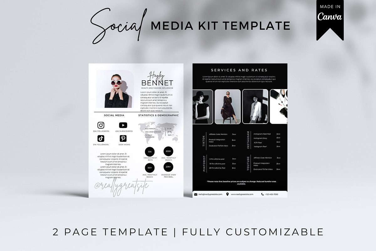 2 Page Media Kit Template B&W