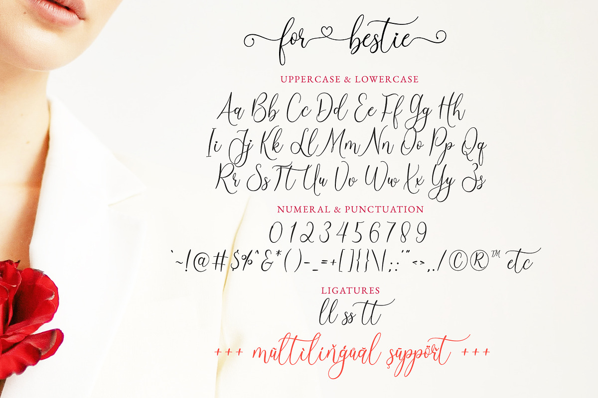 For Bestie - Heart Swash Font Script